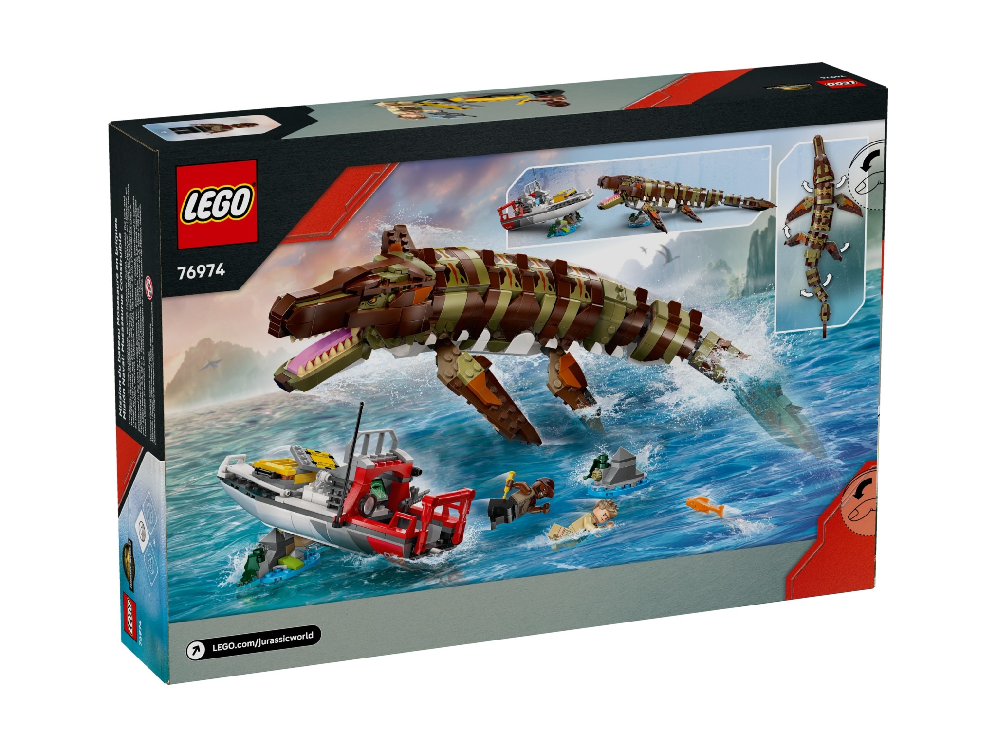 LEGO 76974 Jurassic World Misja na łodzi i model mozazaura