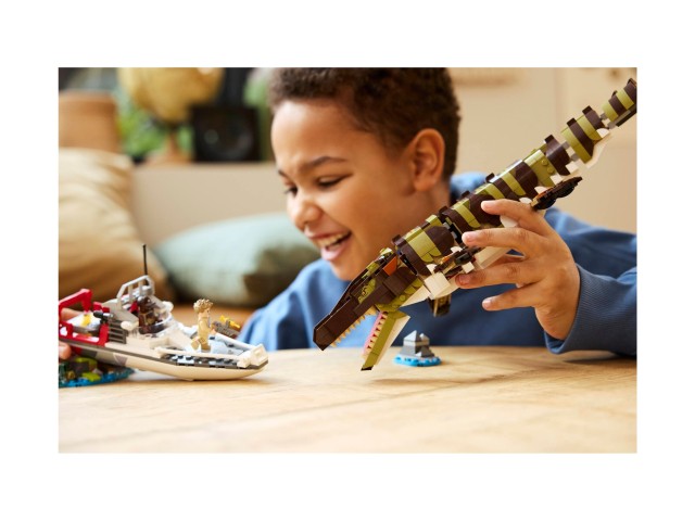 LEGO 76974 Jurassic World Misja na łodzi i model mozazaura