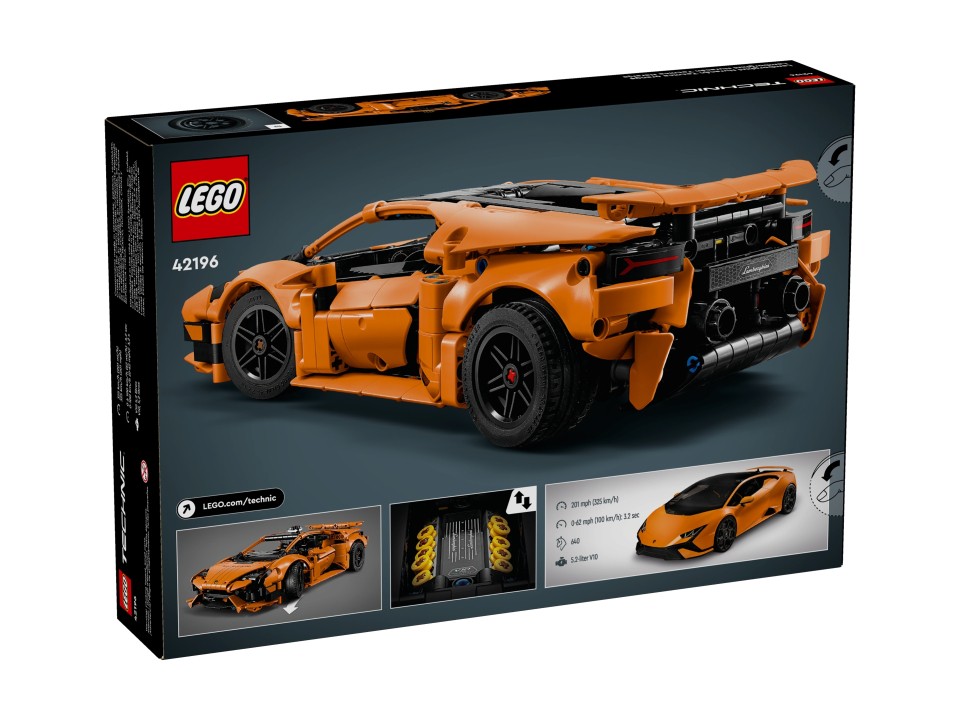 LEGO 42196 Technic Pomarańczowe Lamborghini Huracán Tecnica